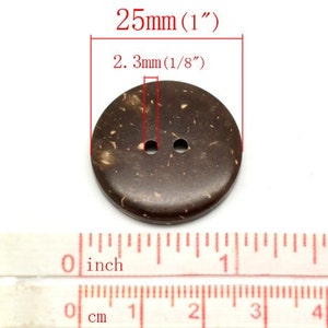 50 Coconut Shell Buttons, 2 Hole, 1 Inch, 25mm Large Wooden Buttons - Etsy