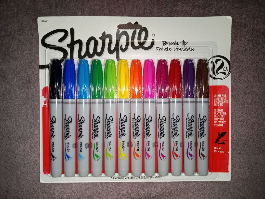 12 Color Sharpie Brush Tip Markers Assorted Colors; 12 Sharpie ...