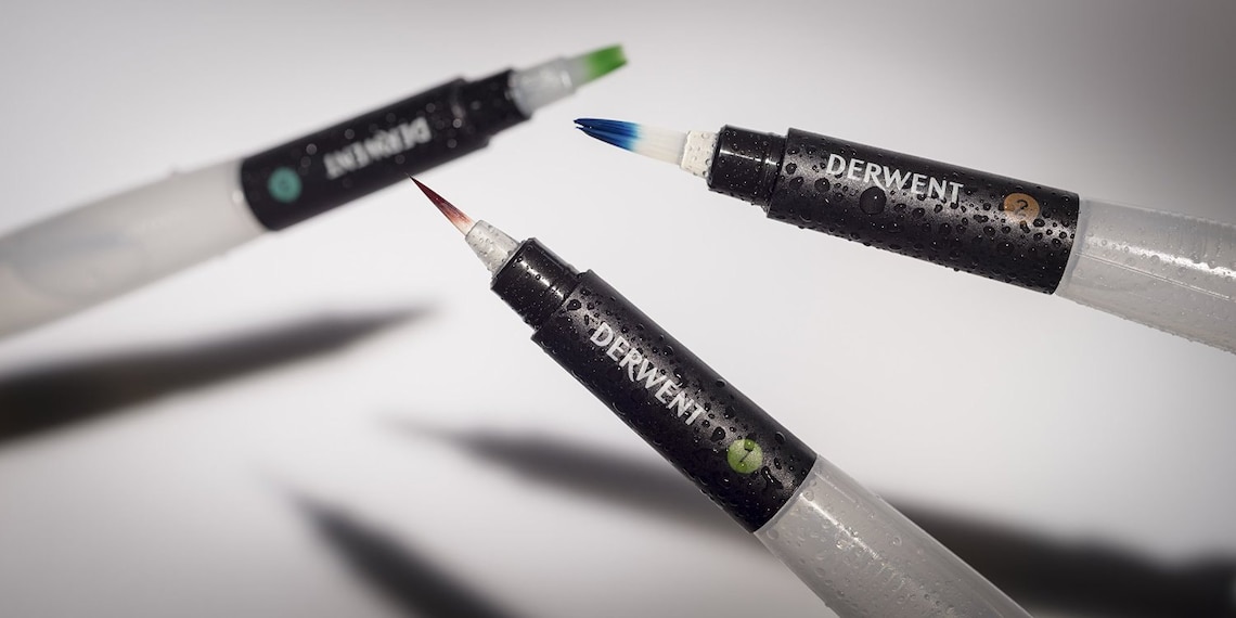 3 Derwent Watercolor Brushes Refillable Watercolor Water - Etsy