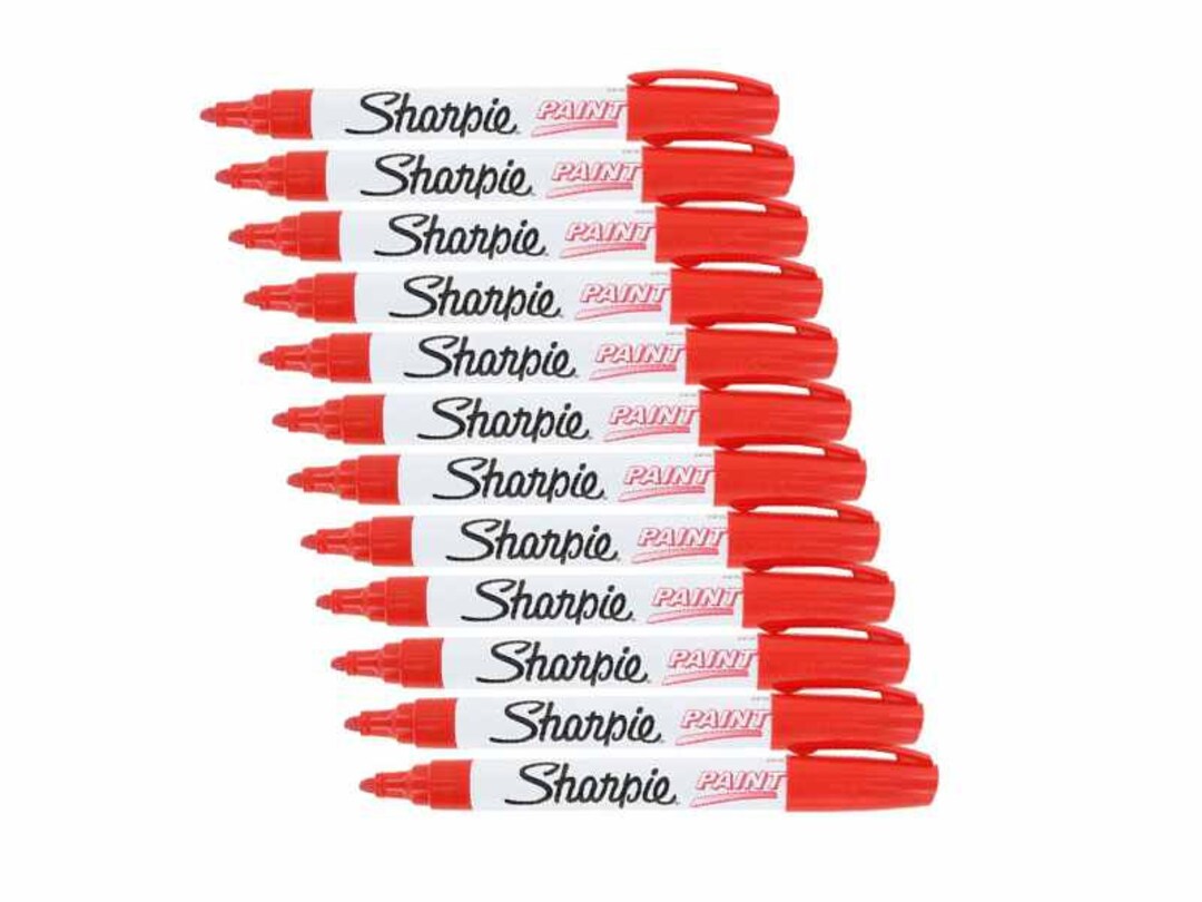 12 Red Sharpie Paint Markers, Permanent Oil Based Markers; Medium Point ...
