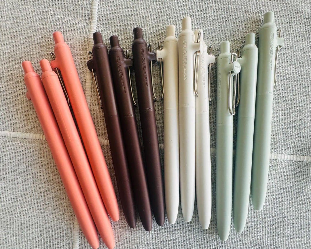 12 Uni-ball Zento Gel Ink Pens, Japanese Black Ink Medium Point Smooth ...