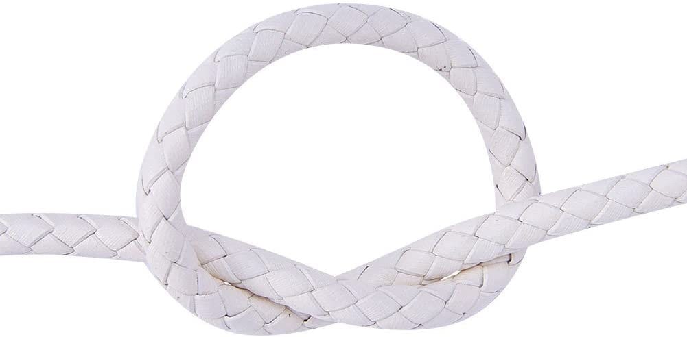 White Round Folded Bolo Fold Braided Cord 5mm Real Leather | Etsy