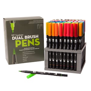 Dual Brush & Fine Pro Markers Pen Set, 96 Colors; Tombow Dual Brush Pen ...
