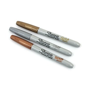 3 Metallic Sharpie Markers Gold Silver Bronze, Sharpie Fine Point ...