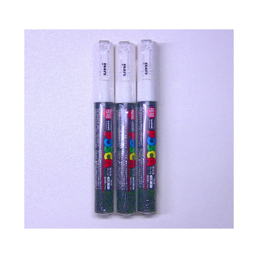 Uni-posca Japan Paint Marker Pen, Fine Point, Set of 3 White Markers ...
