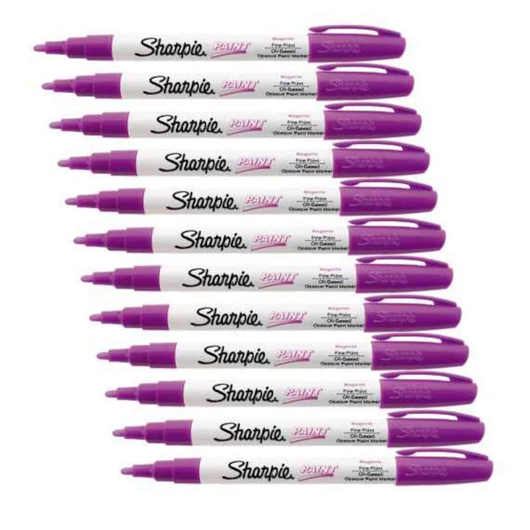 12 Magenta Sharpie Paint Markers, Fine Point, Oil-based Permanent ...