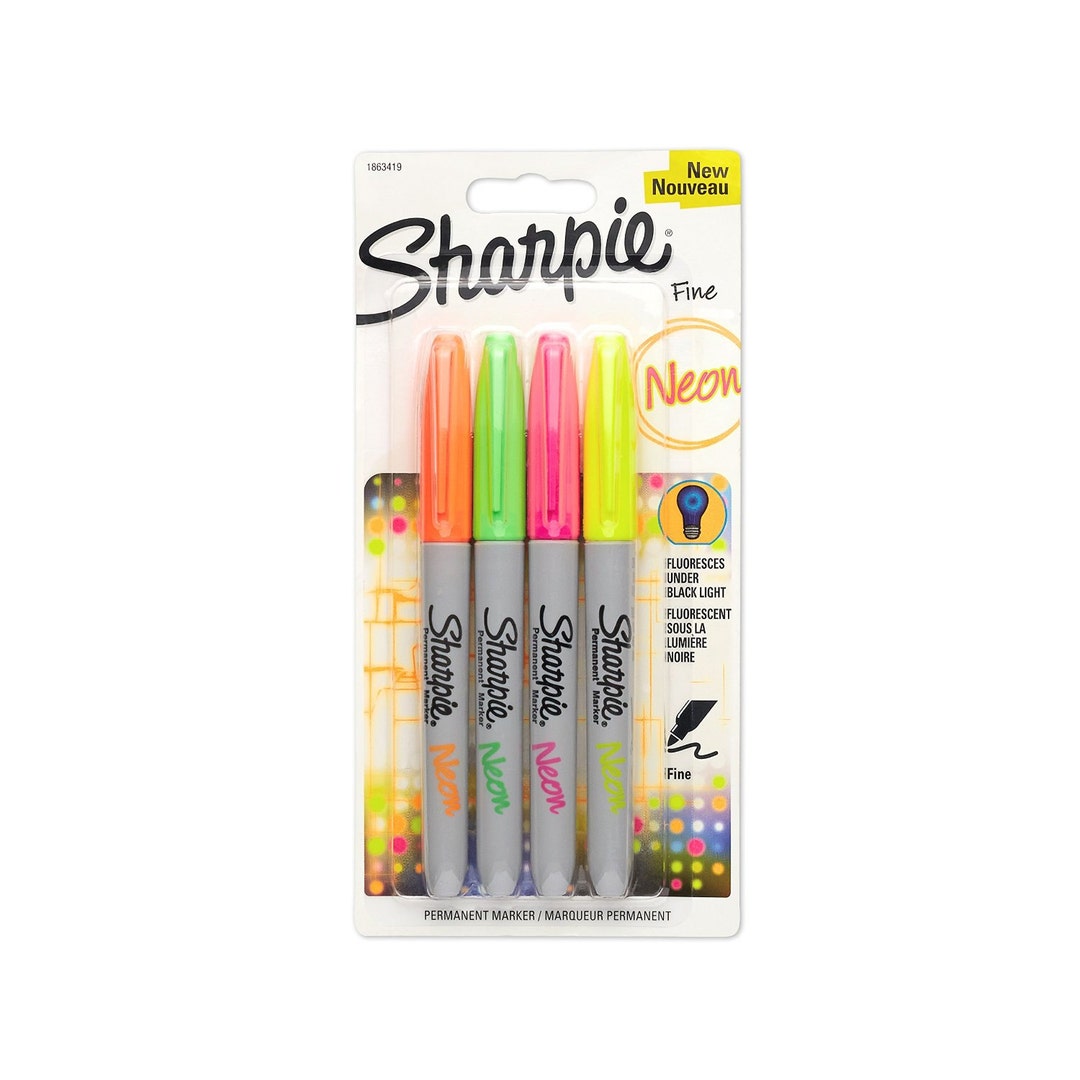 Sharpie Neon Permanent Markers; Set of 4; Fine Point, Illustration ...