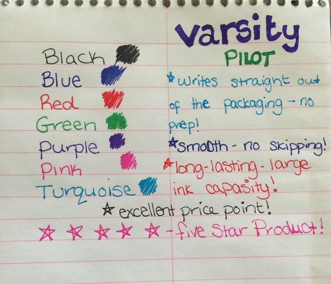 Pilot Disposable Fountain Pens Pilot Varsity 7 Colors | Etsy
