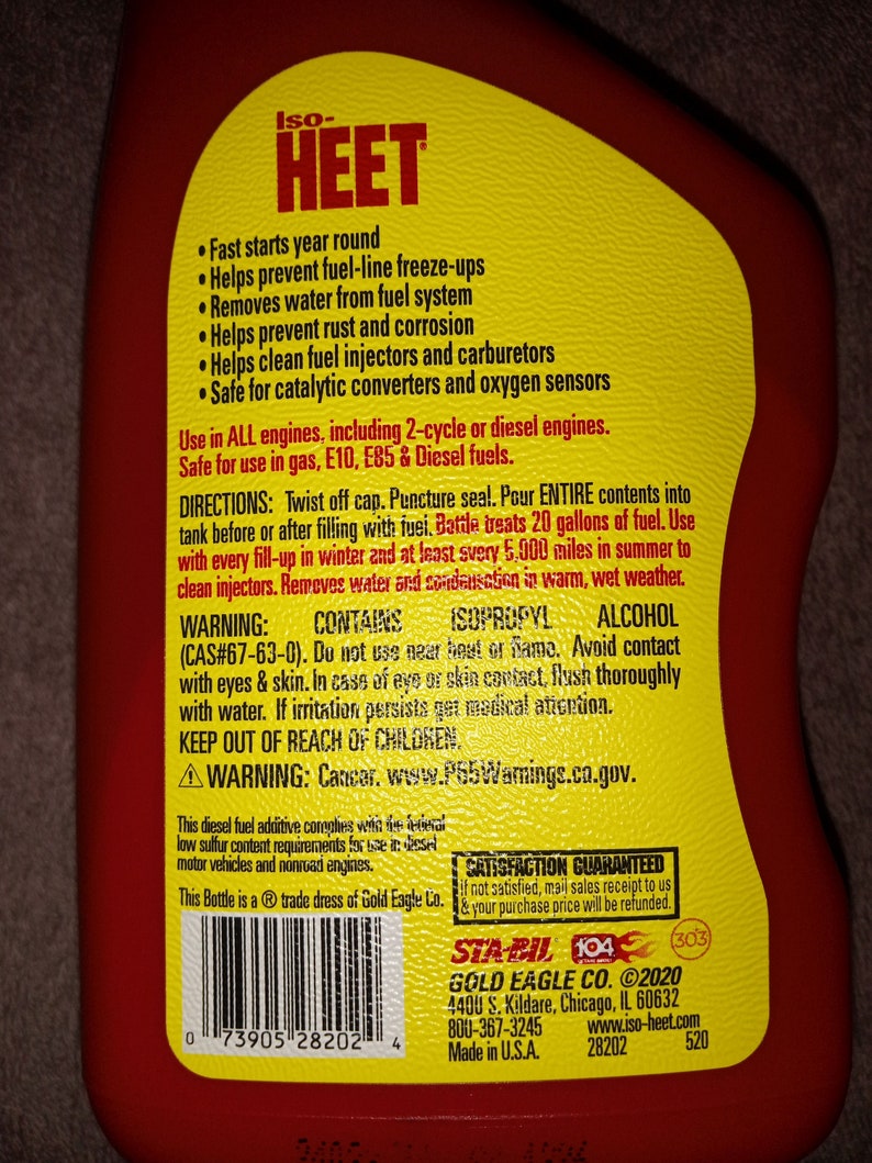 12 Fl. Oz. 355ml Iso-heet Water Remover, Injector Cleaner and Premium ...