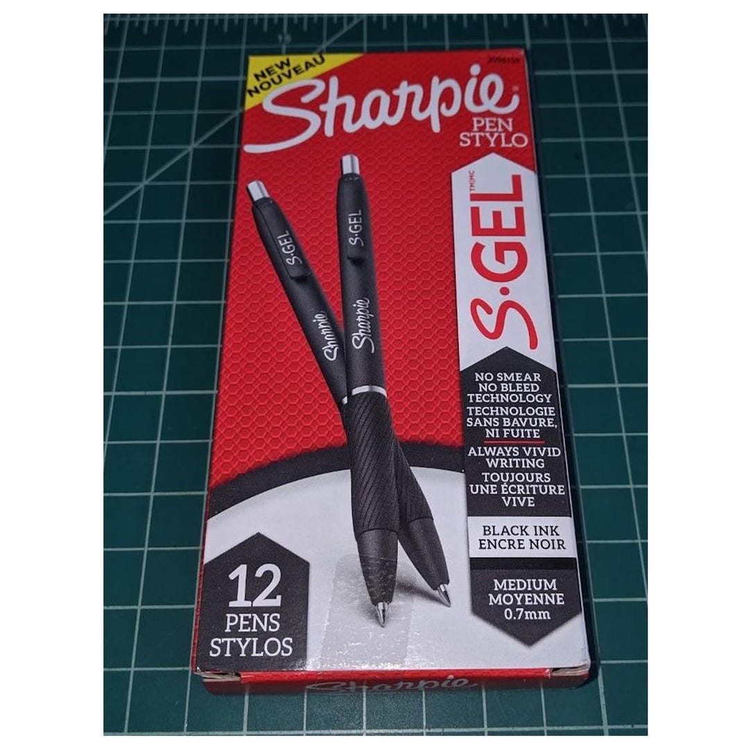 12 Black Sharpie S-gel Gel Pens, Medium Point 0.7mm, Black Body, No ...