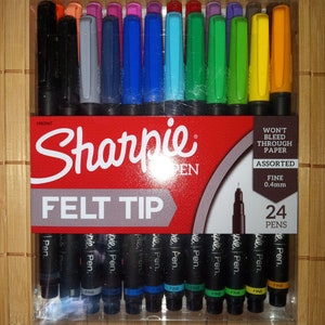 24 Sharpie Art Felt Tip Pens; Calligraphy, Writing Sharpie Fine Point ...