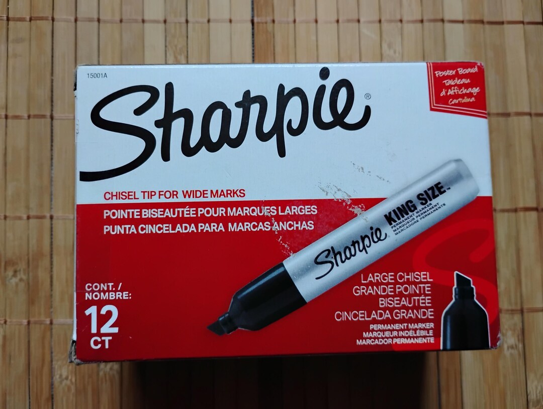12 Sharpie Permanent Black King Size Markers Pro; Felt Chisel Point ...