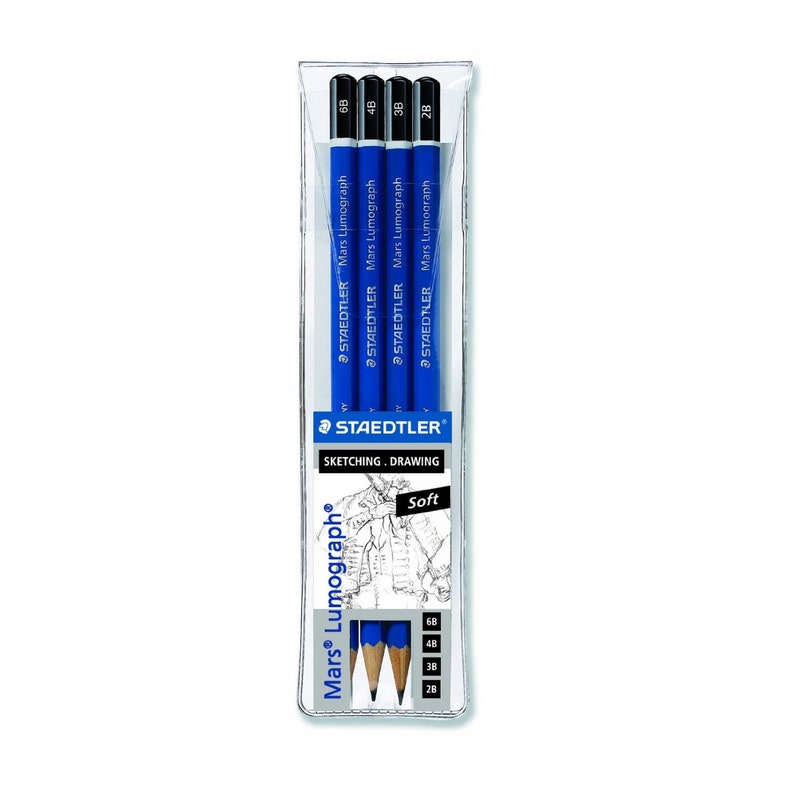Artists Set Staedtler Mars Lumograph Soft Graphite Pencils 4 - Etsy