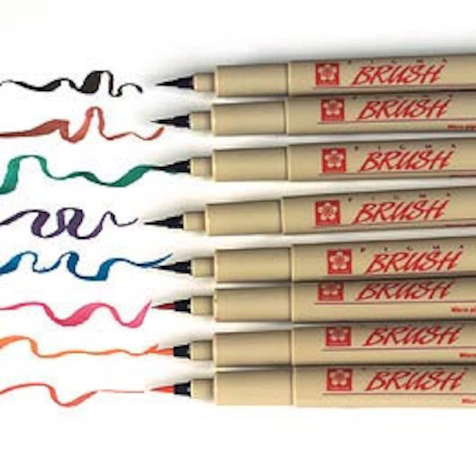8 Sakura Brush Pen Marker Set, Sakura Pigma Micron Ink, Color, Brush ...