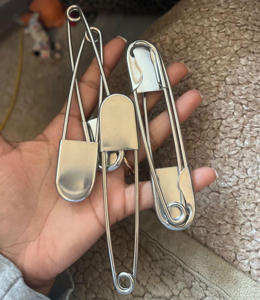 5 Heavy Duty Jumbo Stainless Steel Safety Pins, Extra Large 5 Inch, 12 ...