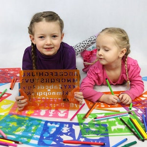 Drawing Lettering Stencils Templates Guides for Kids; Letters Alphabet ...