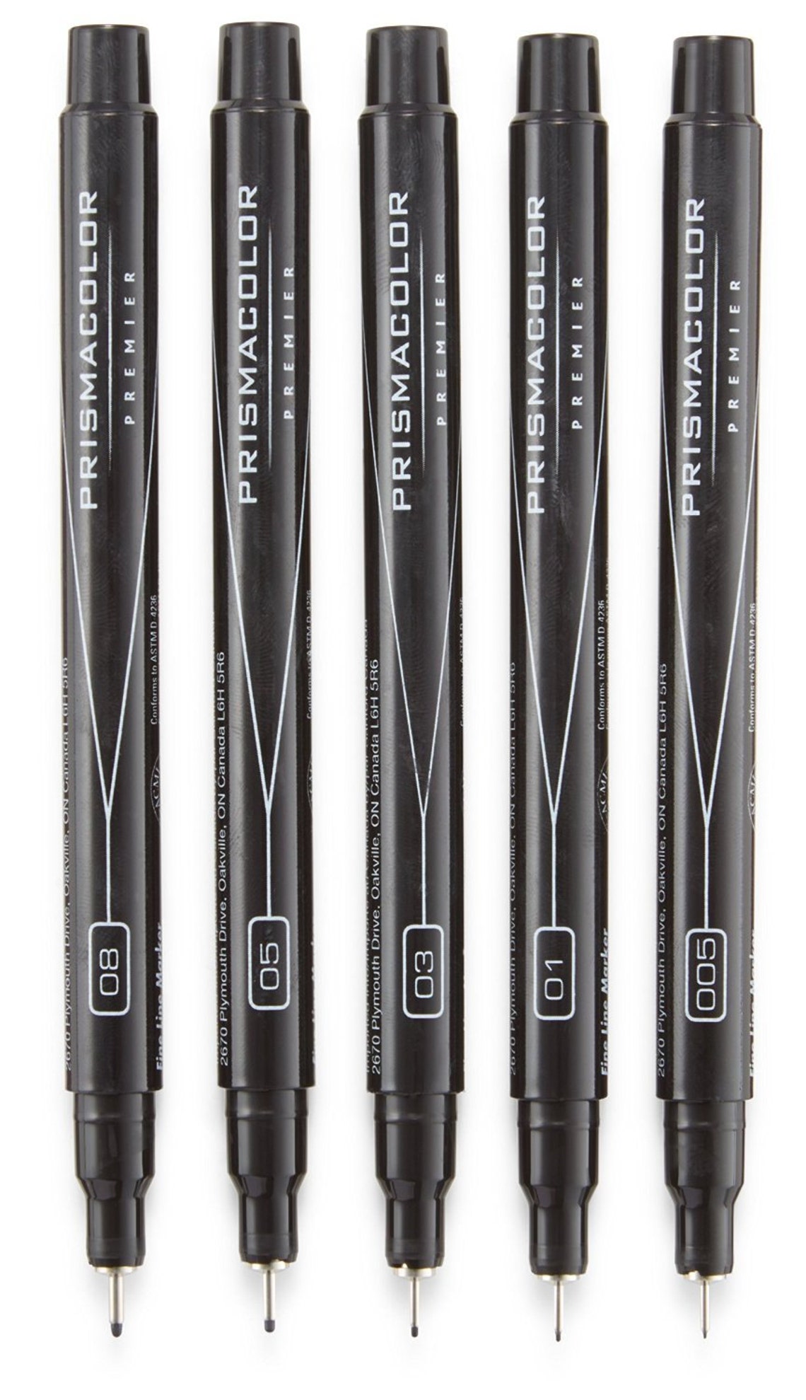 Prismacolor Premier Markers, Black Color, Set of 5; Fine Tips. Drawing ...