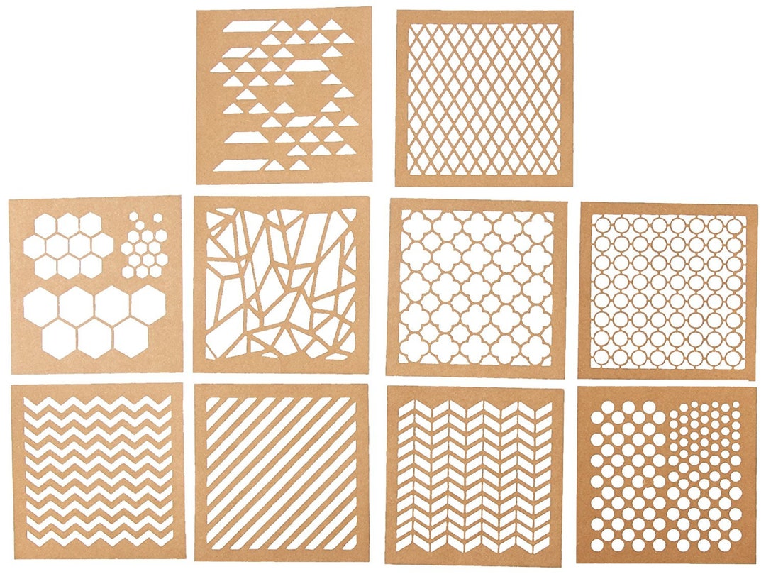 10 Graphic Template Stencil Guides; Mixed Media Paper Stencils; Paint ...