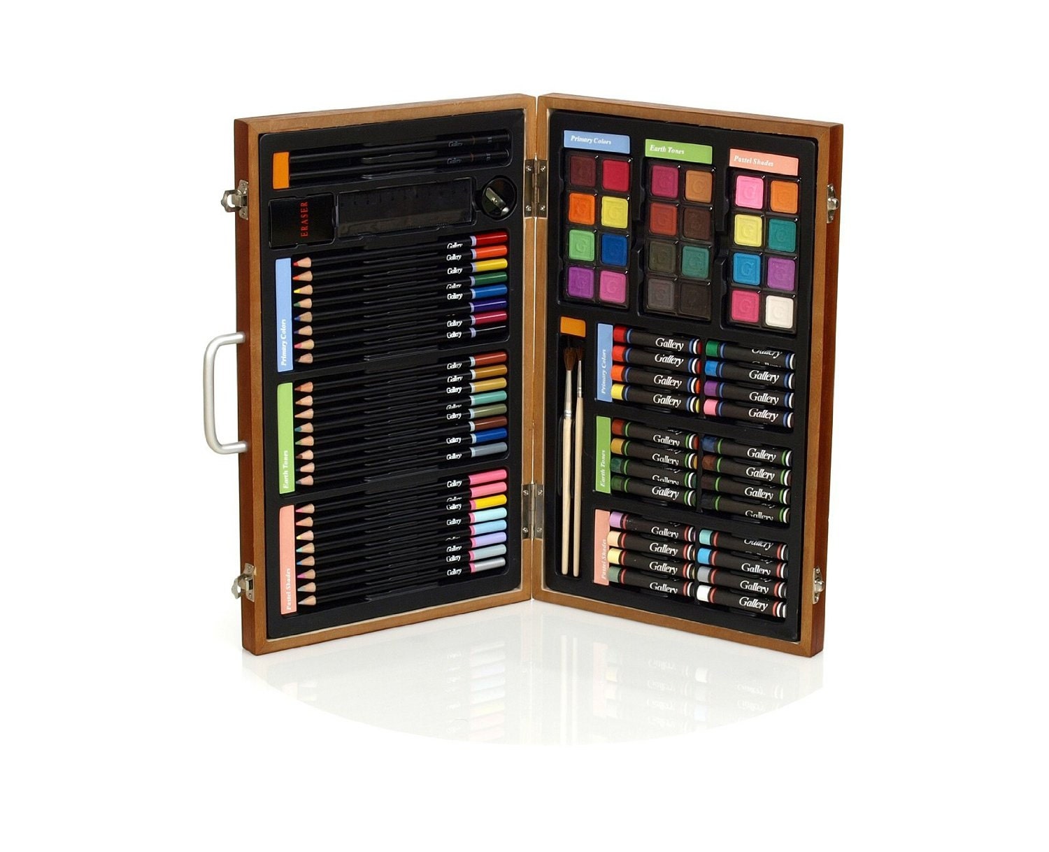 Art Set 82 Piece Wooden Case Color Pencils Oil Pastels - Etsy