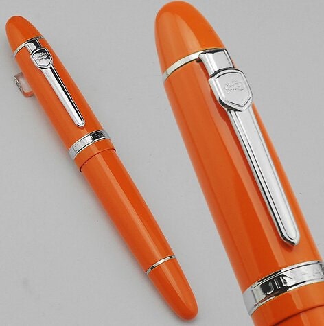 Classic Heavy Orange Fountain Pen Medium Nib Silver Trim - Etsy