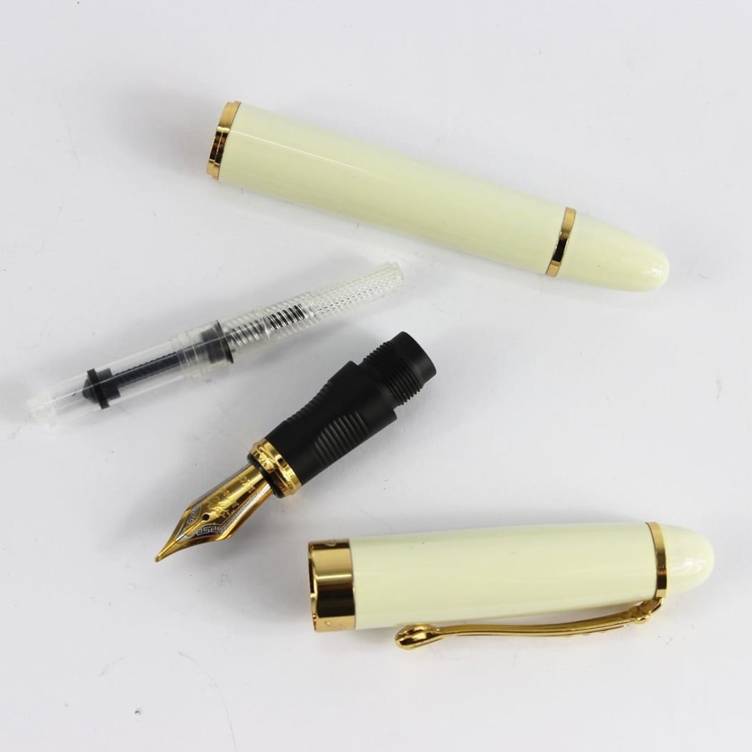 Fountain Pen, 18K Gold Nib, White Fountain Pen, Ink Pen for Writing ...