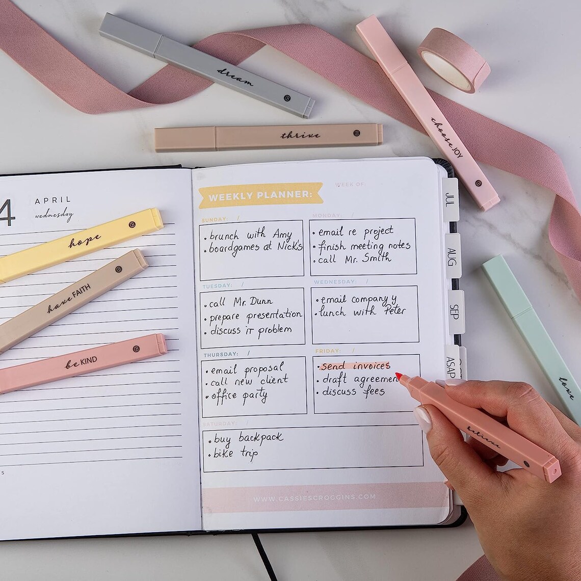 8 Pastel Bible Safe Highlighters, Soft Chisel Tip, Point, No Bleed or ...