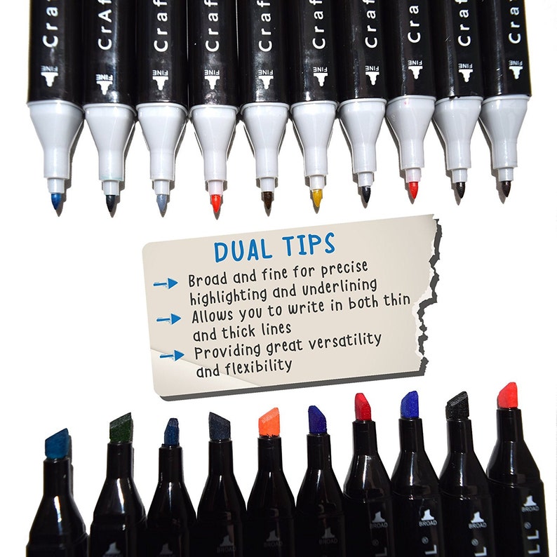 Dual Tip Fabric Markers 12 Colored Fabric T-shirt Markers - Etsy