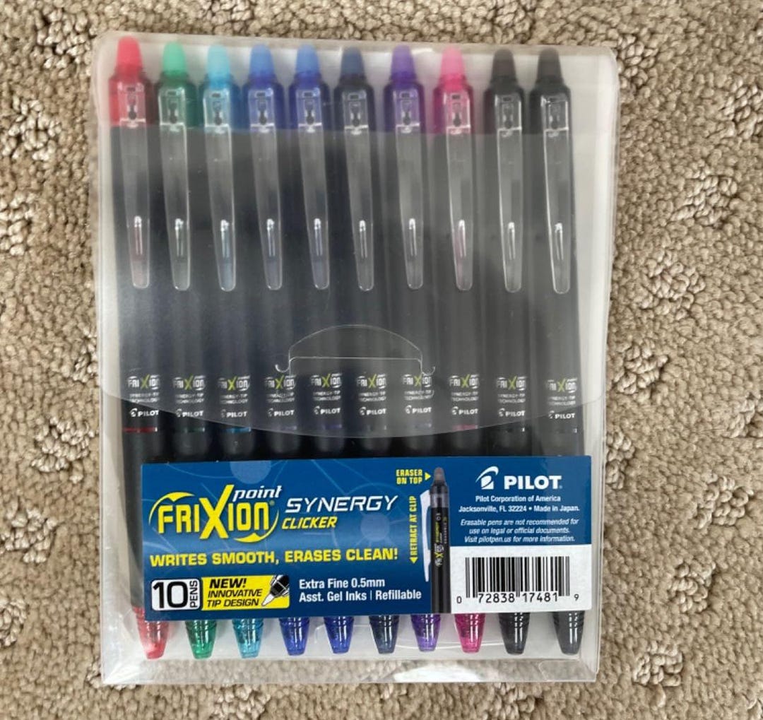 10 Pilot Frixion Synergy Clicker Erasable Pens, 0.5mm Extra Fine Point ...