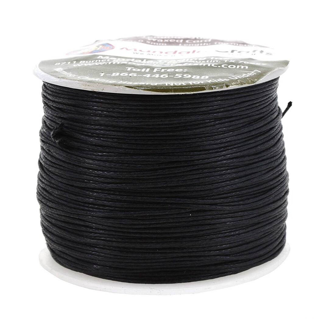 Black Color Waxed Cotton Cord, Thread; 0.5mm, 109 Yards; Beading ...