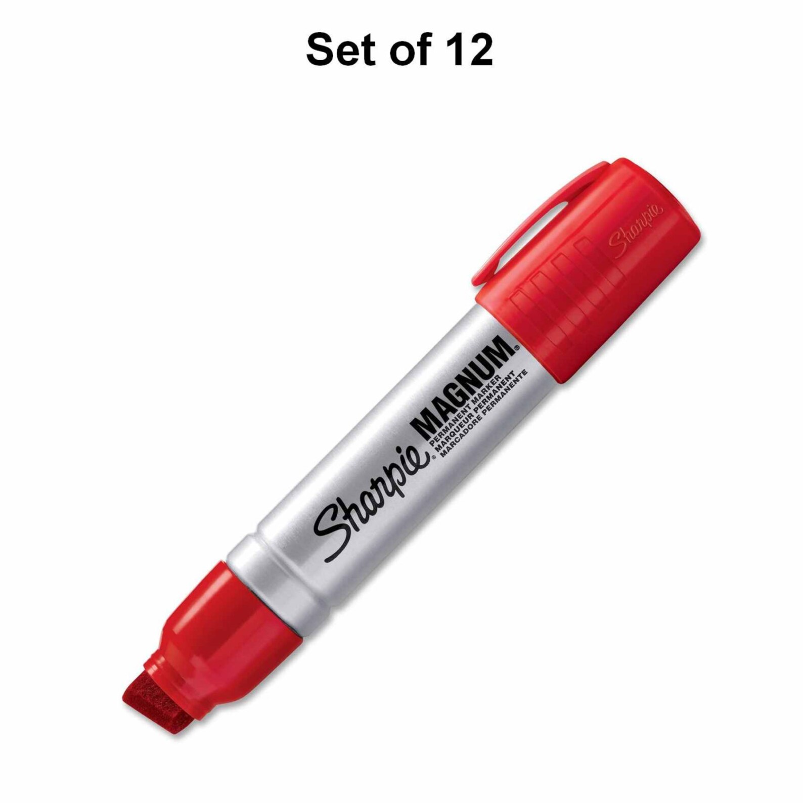 12 Sharpie Magnum Permanent Red Markers, 3/4-inch Felt Chisel Tip ...