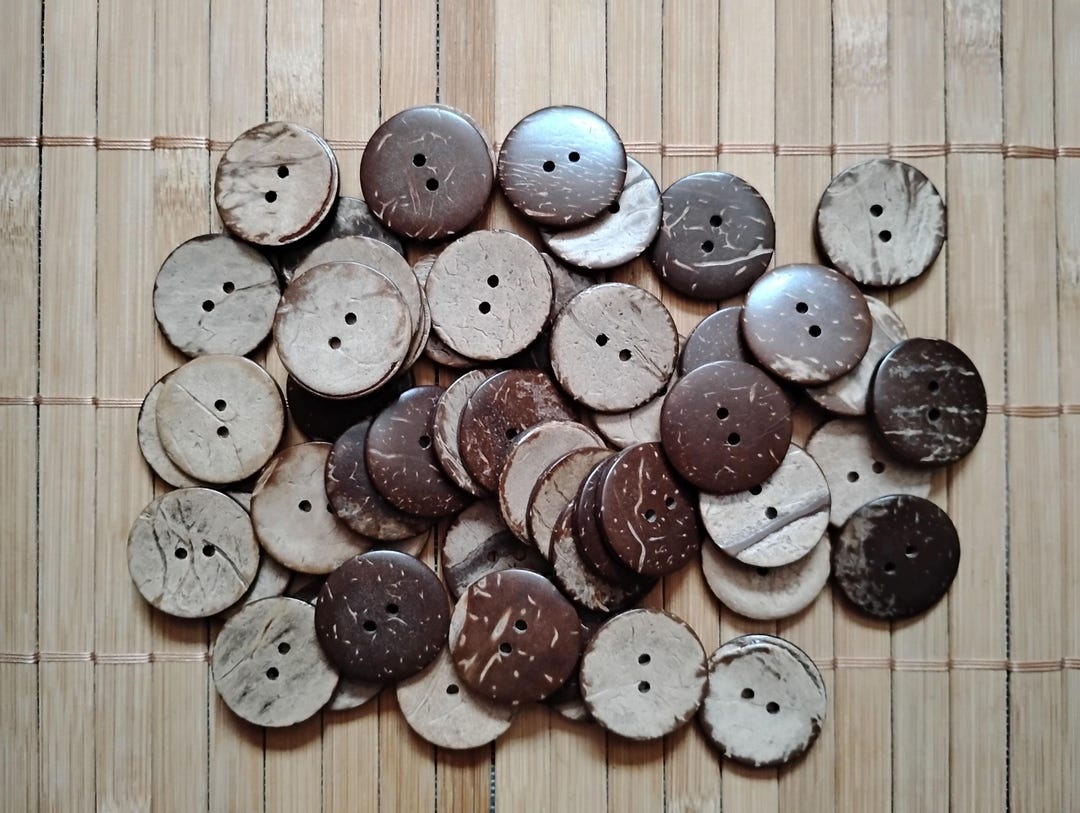 50 Coconut Shell Buttons, 2 Hole, 1 Inch, 25mm Large Wooden Buttons - Etsy