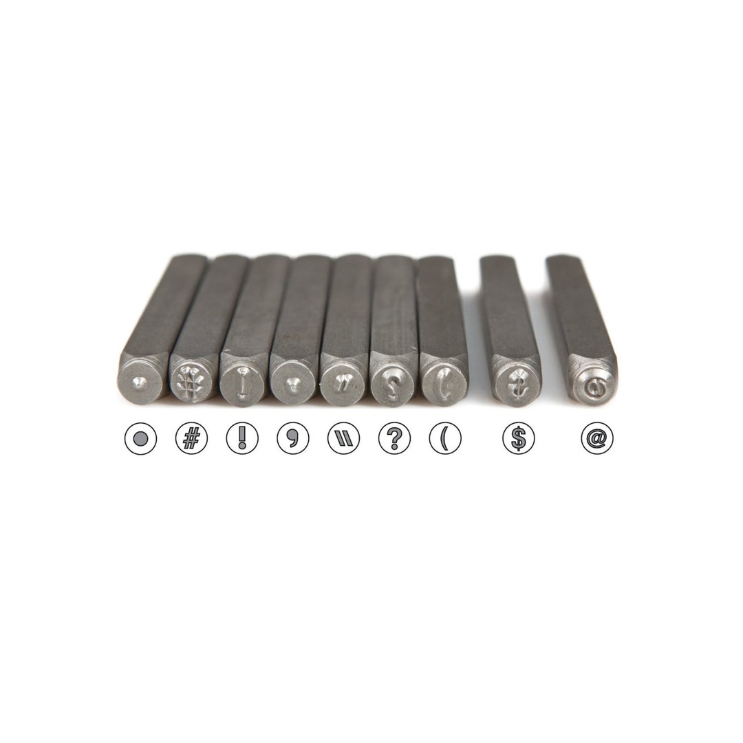 Metal Punch Stamp Set, Punctuation Stamp Set, 5/32 Inch; Metal, Wood ...