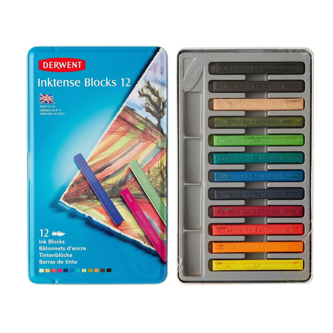12 Watercolor Pencils, Derwent Inktense Blocks Watercolor Water Soluble ...