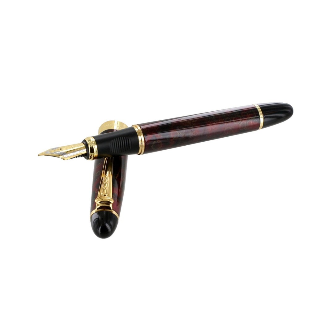 Fountain Pen, 18K Gold Nib, Red Gold Trim Fountain Pen, Ink Pen for ...