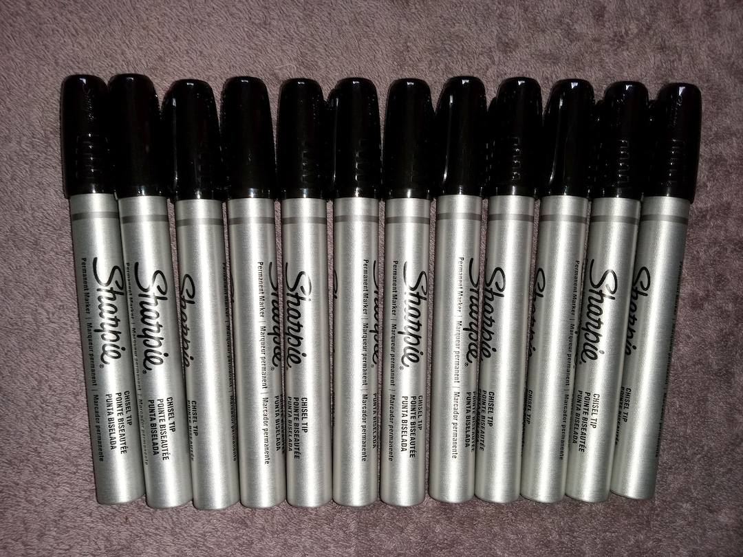 12 Sharpie Metal Barrel Chisel Tip Black Markers; Sharpie Pro ...