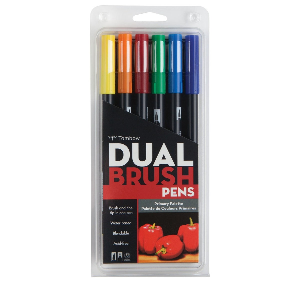 Dual Brush & Fine Pen Markers 6 Set Blendable Primary Colors | Etsy