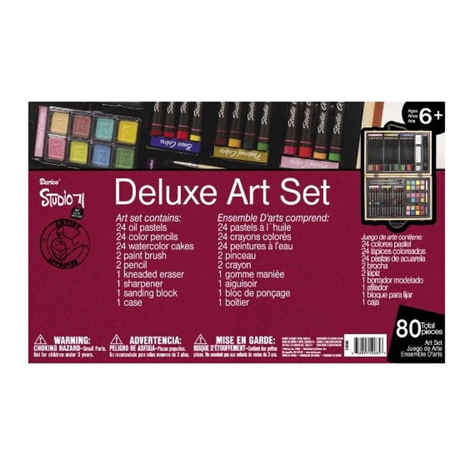 Art Set, 80 Piece, Delux Art Set, Darice; 24 Color Pencils, 24 Oil ...