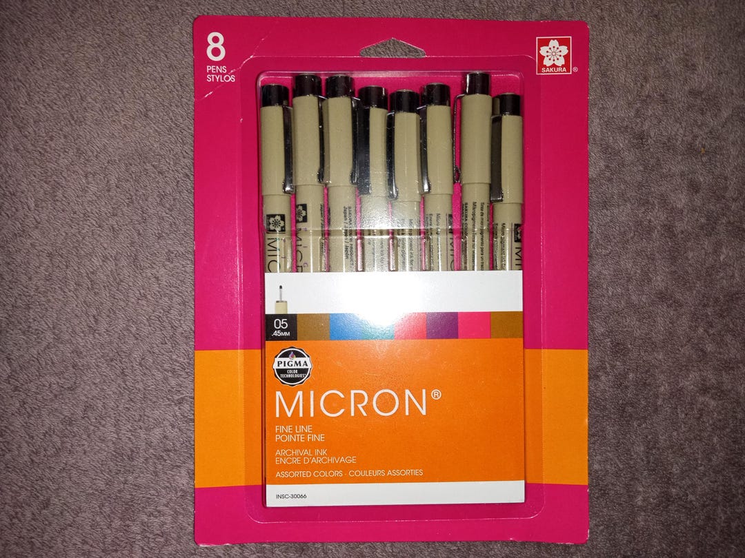8 Sakura Pen Color Markers 05 Fineliner Set, Pigma Micron Ink, 0.45mm ...