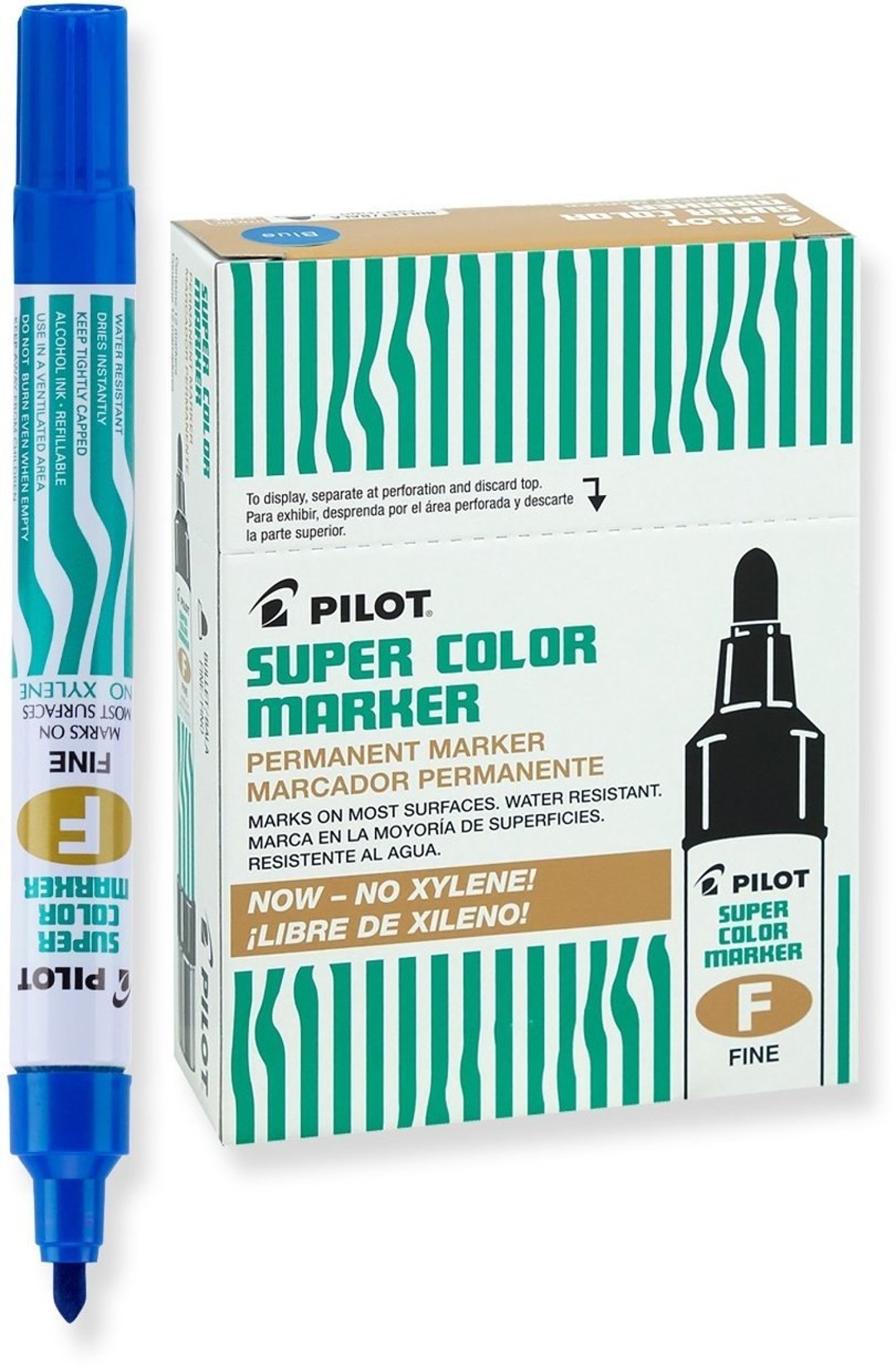 12 Blue Pilot Super Color Markers; Pilot Fine Point Tip Permanent ...
