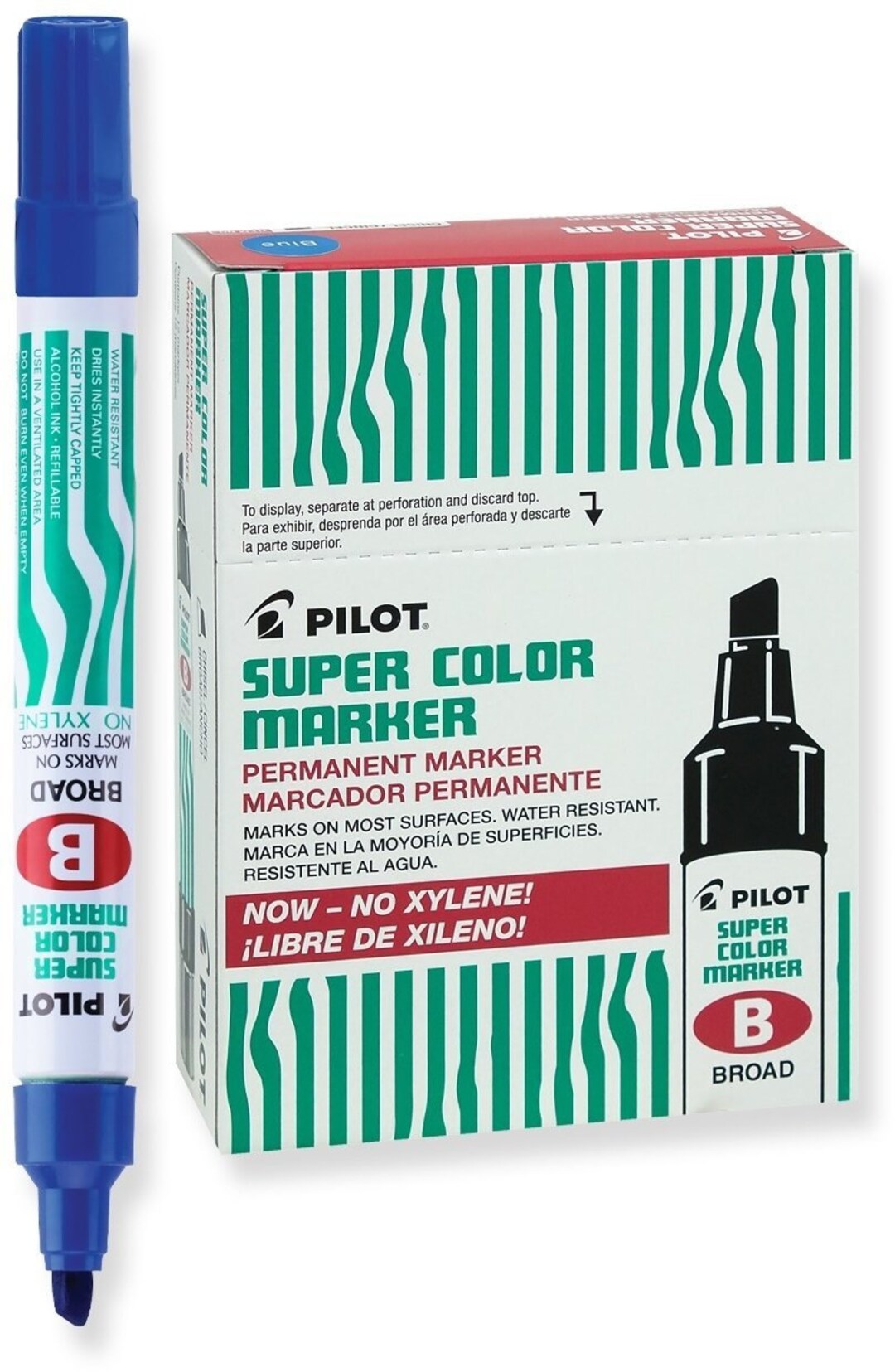 12 Blue Pilot Super Color Markers; Pilot Wide Broad Chisel Point ...