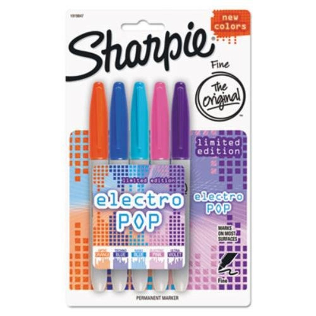 Sharpie Electro Pop Limited Edition Set of 5 Markers; Fine Point ...