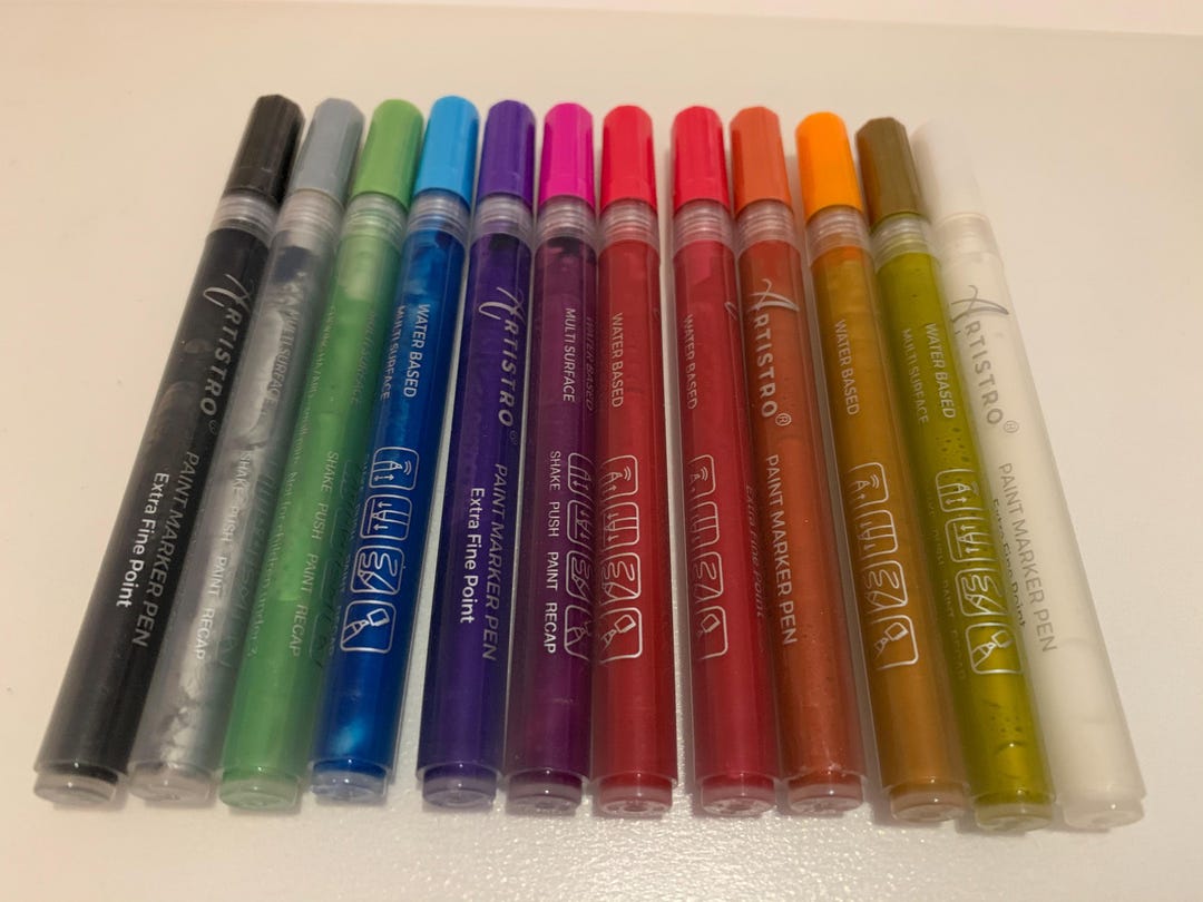 12 Color Glitter Markers Pens, Metallic Shimmer Sparkle Ink, Fine Point ...