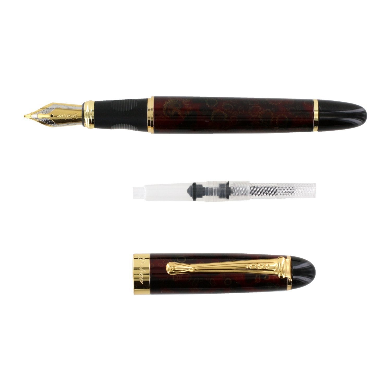 Fountain Pen 18K Gold Nib Red Gold Trim Fountain Pen Ink - Etsy