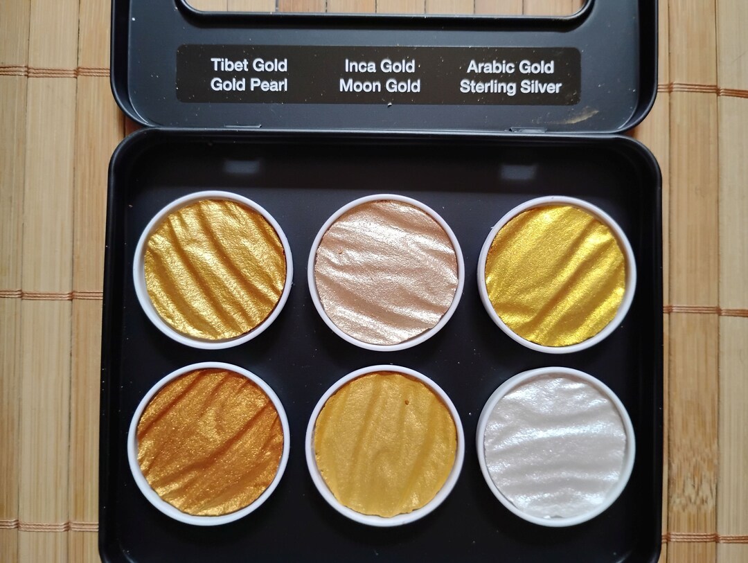 6 Pearlcolor Metallic Watercolor Paint Set, Tibet Gold, Gold Pearl ...