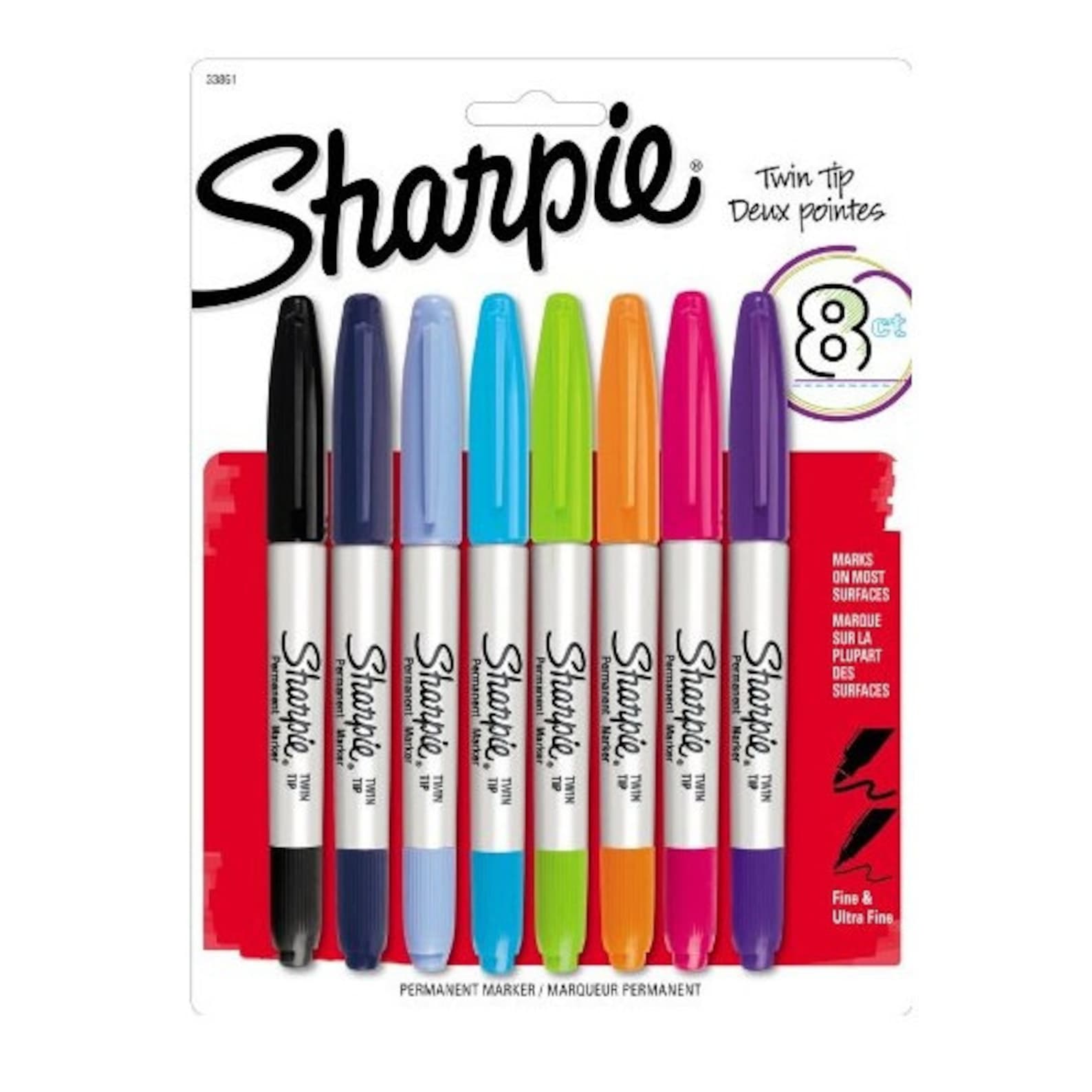 8 Color Sharpie Twin Tip Markers; Fine Point Tip and Ultra Fine Point ...