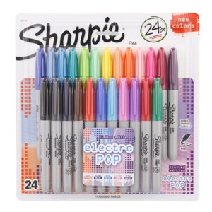 Sharpie Electro Pop Limited Edition Set of 24 Markers; Fine Point Tip ...