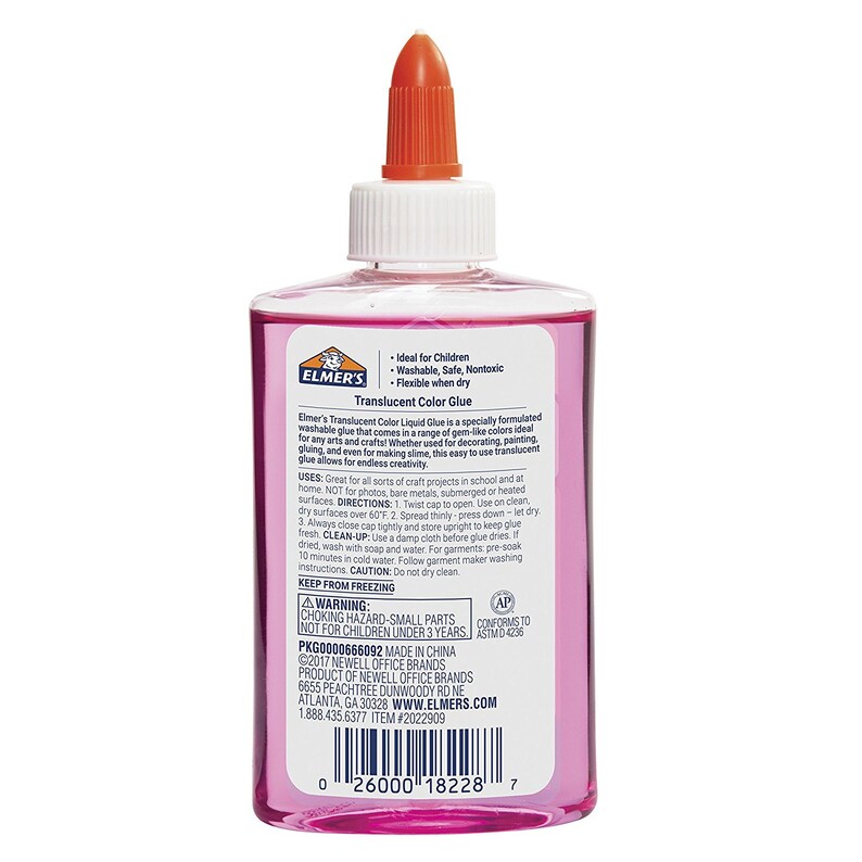 Pink Elmer's Liquid Washable Translucent Color Glue, Washable Adhesive ...