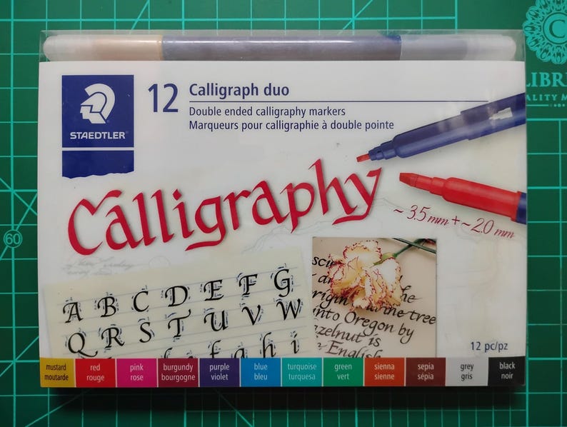 12 Staedtler Double Ended Calligraphy Markers, Narrow and Broad Dual ...