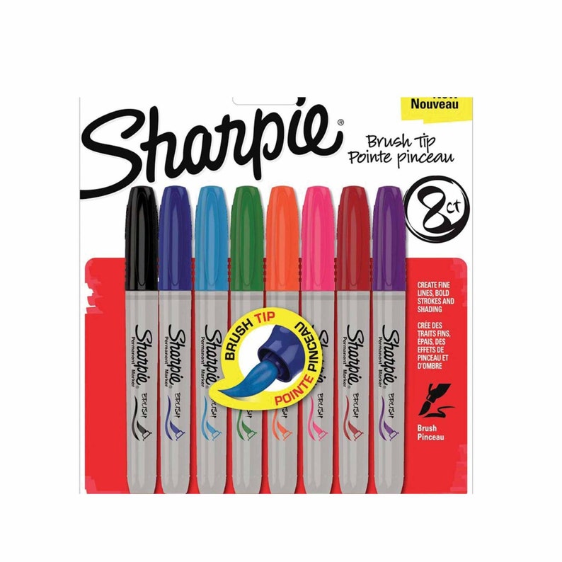 8 Sharpie Brush Tip Markers; Sharpie Permanent Colored Markers ...