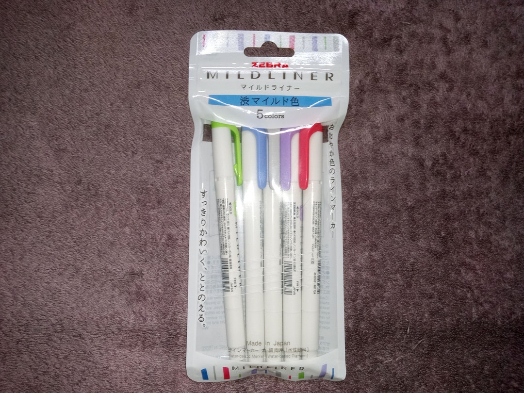 5 Zebra Noble Mildliners; Zebra Highlighter Mild Liner, Japanese ...
